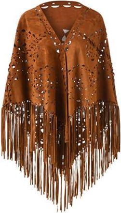 Generic Poncho Femme Hiver Chaud Chale Femme Hiver Chaud Cape Femme Effet enveloppant Poncho Ouvert Franges Ajour&eacute; Motif Perfor&eacute; &Eacute;l&eacute;gant Livraison Directe