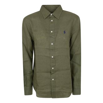 Polo Ralph Lauren Homme, Chemises, Vert, Taille: L Linen Shirt