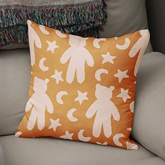 Bonamaison Le Jardin du Lin Kissen Zierkissenbezug Kissenbezug, Orange & Off White Dekoration, Weich Bequem, Für Zuhause Autos Büro Sofa Wohnzimmer Couch Schlafz