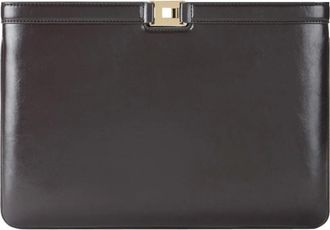 Elisabetta Franchi Femme, Sacs, Brun, Taille: ONE Size Logo-plaque Clutch Bag