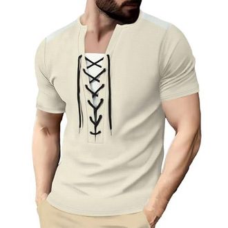 Generic T-shirt d&eacute;t&eacute; pour homme - L&eacute;ger, mature et d&eacute;contract&eacute; - En corde - Avec col rond et manches courtes, kaki, 3XL