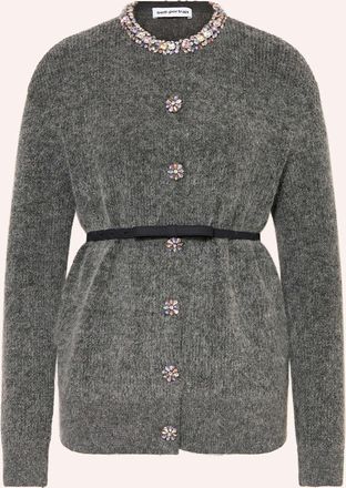 Self Portrait Self-Portrait Strickjacke Mit Schmucksteinen Und Glitzergarn grau