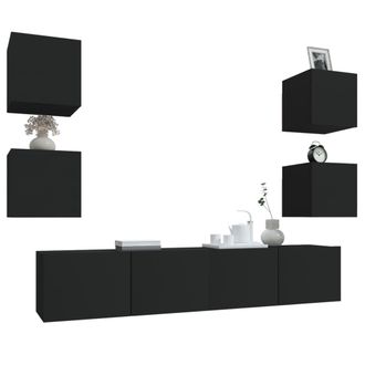 Generic TV Schrank Set(6 oder 7 -TLG.), Wohnwand, Schrankwand, Anbauwand, H&auml;ngeschrank, Lowboard, Fernsehschrank, Wandschrank, TV M&ouml;bel, Holzwerkstoff(Wei&szlig;) (