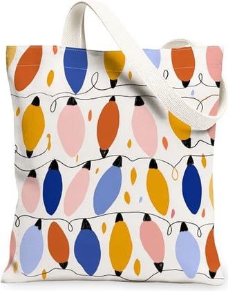 Generic Sacs fourre-tout en toile avec motif color&eacute;, sacs d&eacute;picerie r&eacute;utilisables, l&eacute;gers et lavables en toile, multicolore, 13x15 Inch