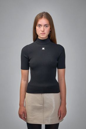 Courr&egrave;ges Reedition Rib Knit Mockneck Top