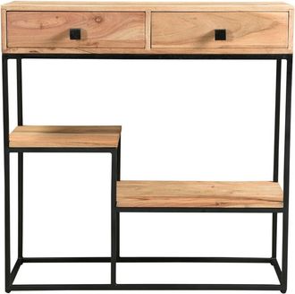 Miliboo Konsole 2 Schubladen aus Akazienholz und Metall L80 cm GRENELLE