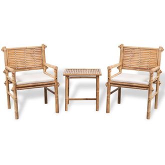 vidaXL 3-tlg. Bistro-Set mit Auflagen Bambus Vidaxl