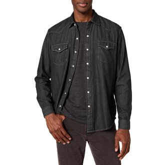Amazon Essentials Herren Lang&auml;rmeliges Jeanshemd, Normale Passform, Schwarz, M