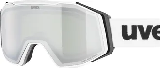Uvex gravity FM - stylische, verspiegelte Skibrille mit Anti-Fog-Beschichtung und Over-The-Glasses-Konstruktion f&uuml;r Damen und Herren - white matt/silver-gr