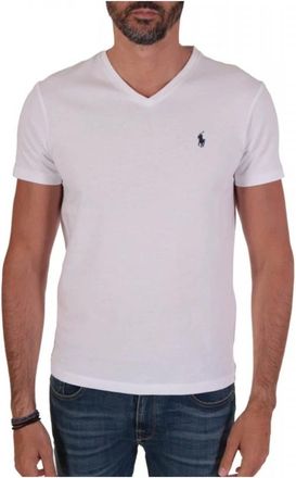 Ralph Lauren Homme, Tops, Blanc, Taille: 2XL V Neck Custom Slim Fit T-Shirt