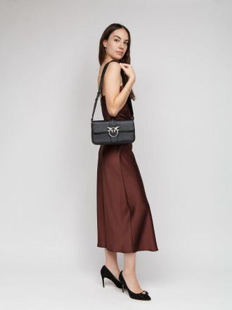 Pinko Womens Crossbody Bag Black Leather - Crossbody-Bags