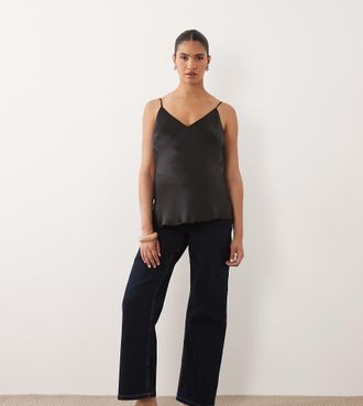 Mama Licious Mamalicious Maternity - Fuji - Jeans in Dunkelblau mit &Uuml;berbauchbund und weitem Bein, Umstandsmode-Navy