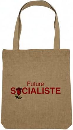 Fabulous Sac Shopping Tote Bag Aspect Lin - Future Socialiste Politique Humour - Sac de Courses Toile Epaisse 360g Beige Naturel Cabas Port&eacute; Epaule Solide Impr
