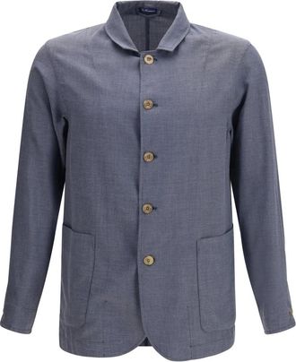 Finamore Veste en coton et soie - Homme - Vestes - Bleu - Taille: M