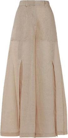 Simona Corsellini Femme, Pantalons, Brun, Taille: 36 FR Panta-gonna en organza semi-transparente avec fentes frontales et poches appliqu&eacute;es