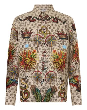 Philipp Plein Silk Pajamas Shirt Monogram Tattoo