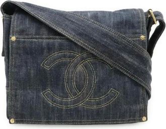 Chanel Pre-owned Sac Bandouli&egrave;re Coco Mark en Denim Indigo - Femme - Pre-owned - Bleu - Taille: ONE Size