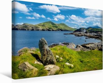 Calvendo Premium Textil-Leinwand 45 x 30 cm Quer-Format Valentia Island, Ring of Kerry, Irland | Wandbild, HD-Bild auf Keilrahmen, Fertigbild auf hochwertigem 