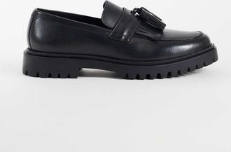 Jack & Jones klobige Loafer mit Bommel in Schwarz