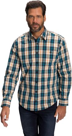 JP1880 Herren Karohemd 1/1, MF Hemd, Offwhite, 3XL