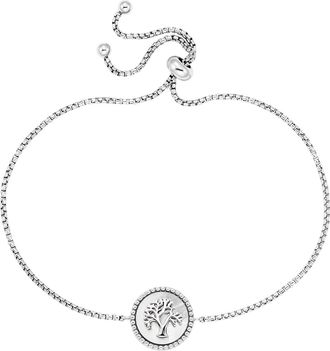 Engelsrufer Damen Armband in der Farbe Silber aus Sterling Silber mit Lebensbaum und Zugverschluss, längenverstellbar, Größe: 34 cm, nickelfrei, ERB-LILTREE-PE