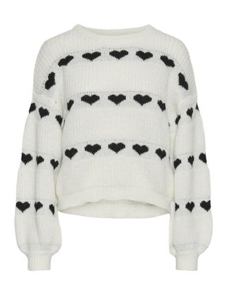 Pieces Pcnove Ls O-Neck Heart Knit Bc