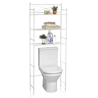 IDIMEX Etagère de Salle de Bain MARSA Meuble de Rangement au-Dessus des Toilettes WC ou Lave-Linge avec 3 tablettes, en métal laqué Blanc