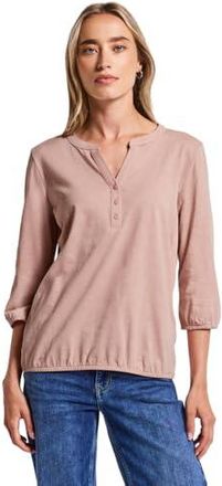 Street One 3228115 T-Shirt en Jersey à col Fendu, Rose pâle, 48 Femmes