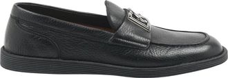 Dolce & Gabbana Homme, Chaussures, Noir, Taille: 41 EU Logo Plaque Mocassins