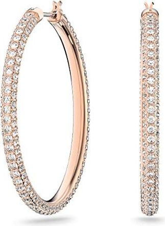 Swarovski Anneaux doreilles Stone, Pavé, Larges, Blanches, Placage de ton or rosé