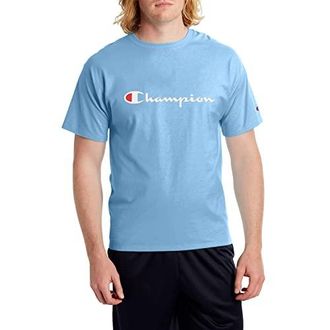 Champion Classic Graphic, Soft and Comfortable T-Shirts for Men, Script Logo (Reg. Or Big & Tall), Bleu Suisse, M Homme