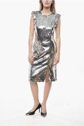 Genny Midi Sequin Sheath Dress With Jewel Detail size 44