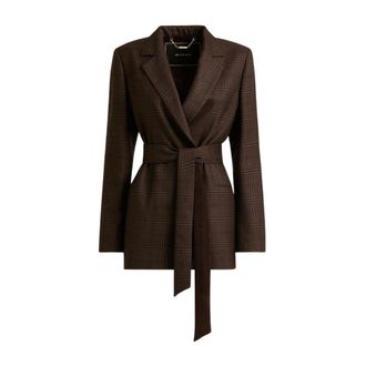 Kiton Blazer en Cachemire &agrave; Carreaux Ceintur&eacute; - Femme - Vestes - Brun - Taille: 38 FR