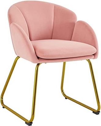 Yaheetech Esszimmerstuhl modern, Küchenstuhl in Blumenform, Sessel Polsterstuhl mit Metallbeinen Gold, für Wohnzimmer/Esszimmer Rosa