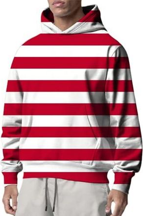 Generic Sweat &agrave; capuche pour homme - Sweat &agrave; capuche ray&eacute; - Manches longues - Doux - Avec capuche - Pour lext&eacute;rieur - Confortable - Coupe ample - Coupe droite