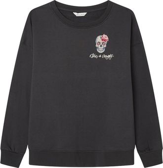 Springfield Damen Reguläre Passform Tag der Toten-Sweatshirt, Anthrazit, XS