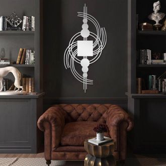 Generic Abstrakte geometrische Wandkunst aus Metall in Schwarz, Moderne Wanddekoration aus Metall im Mid-Century-Stil f&uuml;r Badezimmer und Wohnzimmer, abstrakte