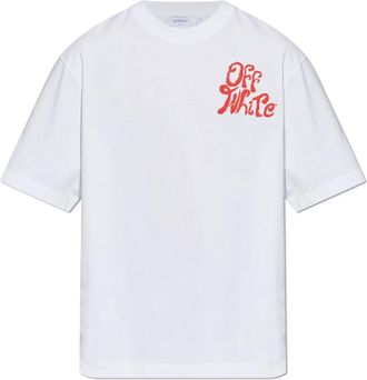 Off-white Homme, Tops, Blanc, Taille: 2XL Logo Print T-Shirt