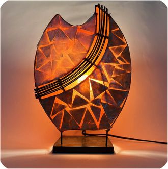 Simandra Deko-Leuchte Stimmungsleuchte Stehleuchte Tischleuchte Tischlampe Bali Asia PERLMUTT 36 cm Color Orange