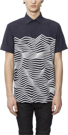 Neil Barrett Homme, Chemises, Bleu, Taille: L Short Sleeve Geometric Print Shirt