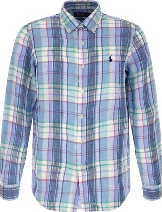 Polo Ralph Lauren Homme, Chemises, Bleu, Taille: 2XL Chemise en lin &agrave; carreaux coupe sur mesure