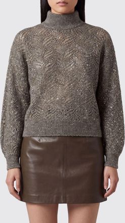 Brunello Cucinelli Pull &agrave; col roul&eacute; en m&eacute;lange de laine mohair avec sequins