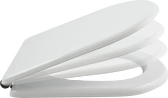 MSV WC Sitz Toilettendeckel MDF mit Absenkautomatik und auf Knopfdruck abnehmbar zur Reinigung in Wei&szlig; - Easy Fix Clip System