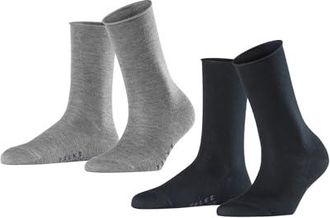 Falke Active Breeze Multipack W So fil refroidissant unies lot de 2 paires, Chaussettes Femme, Multicolore Black Grey 0020, 39-42