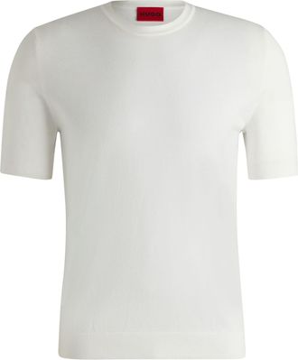 HUGO BOSS Herren San Carl-CV Slim-Fit Strickpullover mit kurzen &Auml;rmeln Natur XXL