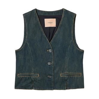 Twinset V-Ausschnitt Weste - - Jackets - Damen - Blau - XS