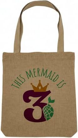 Fabulous Sac Shopping Tote Bag Aspect Lin - This Mermaid is 3 Years Old Birthday Party - Sac de Courses Toile Epaisse 360g Beige Naturel Cabas Port&eacute; Epaule Sol