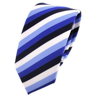 TigerTie &eacute;troit cravate bleu marine royal blanc bleu pastel ray&eacute; - Tie