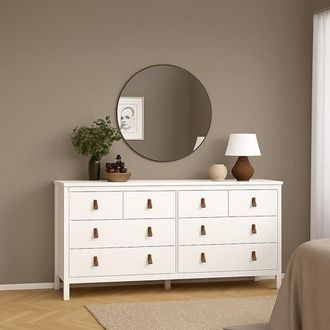 Dmora Kommode Marielle, Wohnzimmerbuffet, Wohnzimmer-Sideboard, Moderne K&uuml;chen-Speisekammer, 160x38 h80 cm, Wei&szlig;