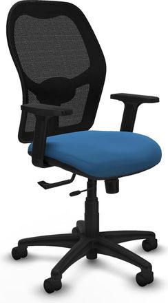 Piqueras y Crespo Blauer Schreibtischstuhl mit 2D-Armlehnen, h&ouml;henverstellbare Lendenwirbelst&uuml;tze, ausgestattet mit Syncro/Traslack und Schneideschaum, mit Nylonrollen 